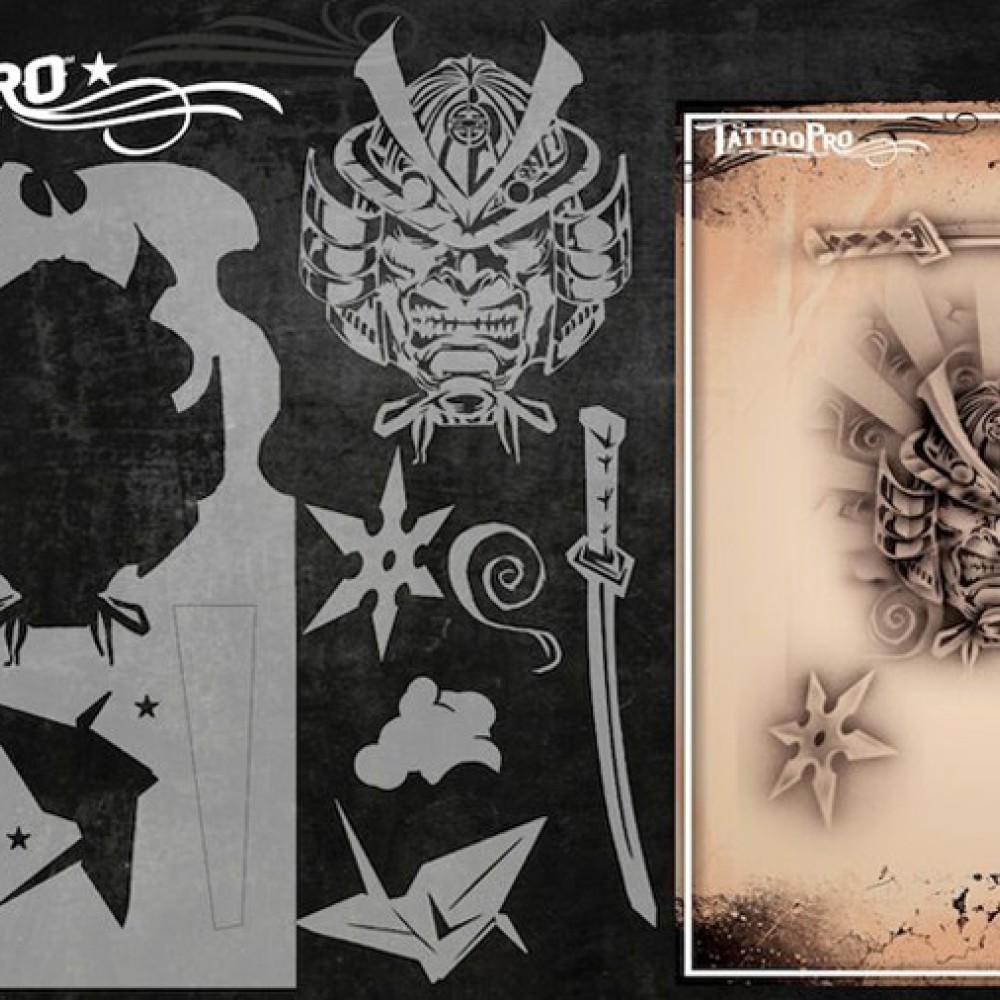 Airbrush Tattoo Pro Stencil Samurai